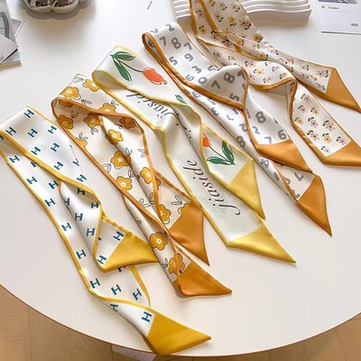 温柔黄色系小花丝巾多绑包丝带