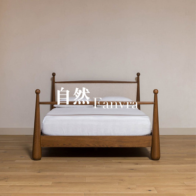 美式自然风实木床原木色双人床