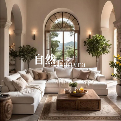 美式自然风L型转角沙发组合麻布