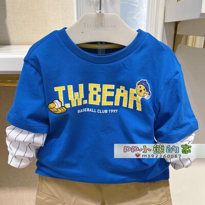 小熊童装圆领休闲长袖T恤
