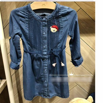 春秋季女童洋气韩版时尚牛仔裙小熊衬衣裙PCOW83843D