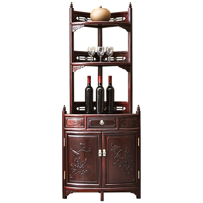 贡艺名居血檀三角花架角几实木墙角柜非洲小叶紫檀转角带柜置物架