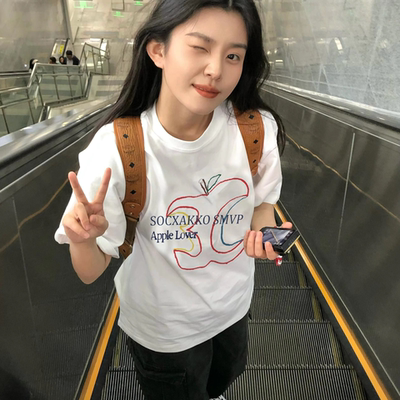 超好看夏季纯棉短袖t恤女美式