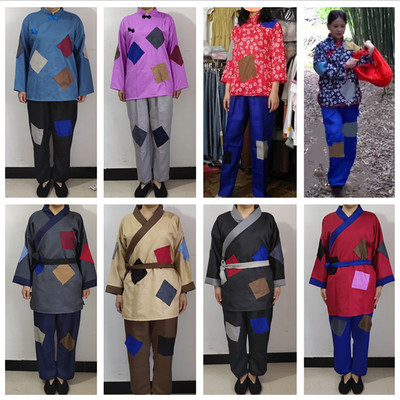 民国男百姓抗战农村贫民乡亲穷人衣服女难民补丁搞笑直播演出服装