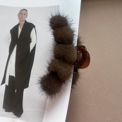 气质鲨鱼夹发卡头饰水貂毛毛抓夹