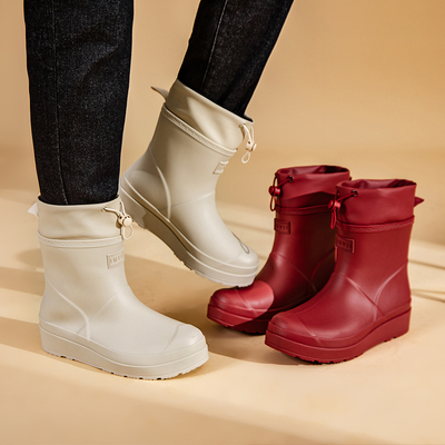 情侣保暖加棉户外休闲防水雨鞋