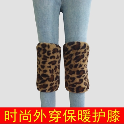 2024年冬季防寒加厚时尚豹纹护膝女外穿护膝盖关节保暖老寒腿粘扣