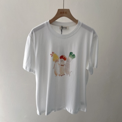 韩货东大门hemp三只可爱猫咪印花短袖纯棉T恤女设计感甜美上衣ins