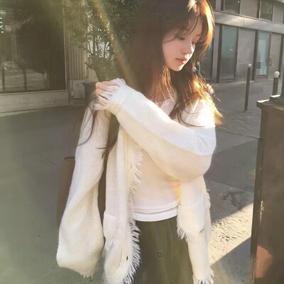 小香风针织开衫女百搭流苏毛衣