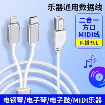 适用苹果手机iphone平板连接方口电钢琴MIDI乐器数据线雅马哈ipad录音电子鼓方口键盘转换器usb HOST内录线