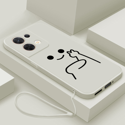 适用opporeno8手机壳新款reno8pro液态硅胶保护套pr0男女生Reno8pro+镜头全包防摔por十软壳个性创意卡通比耶