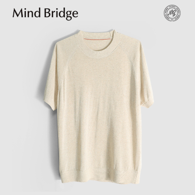 MindBridge莱赛尔+亚麻/3色休闲宽松圆领针织短袖T恤POLO衫男MB5V
