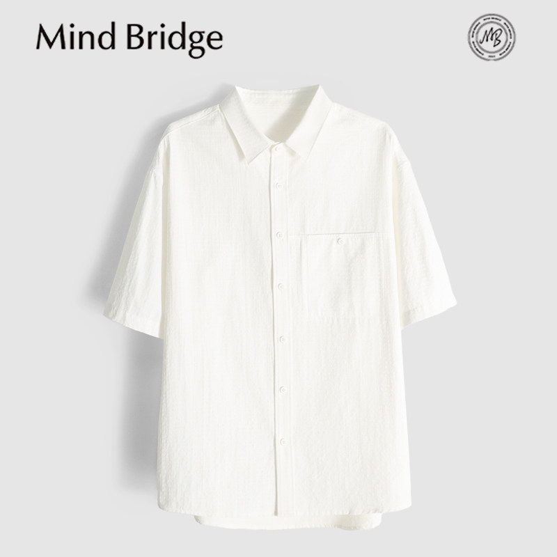 MindBridge泡泡纱/轻盈柔软/宽松翻领休闲短袖衬衫男凉爽透气MB6P