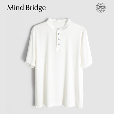 MindBridge莱赛尔+羊毛/3色经典亨利领休闲针织短袖T恤POLO衫MB5C