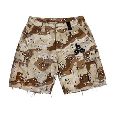 Juice Wrld 迷彩刺绣撞钉破坏水洗工装短裤 男女同款