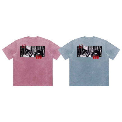 Juice WRLD银粉发泡数字印花水洗人像短袖T恤