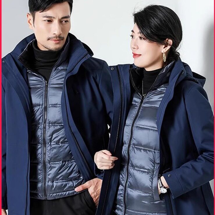 工装羽绒服男女同款可拆卸内胆银行公务员单位物业案场工作服团购