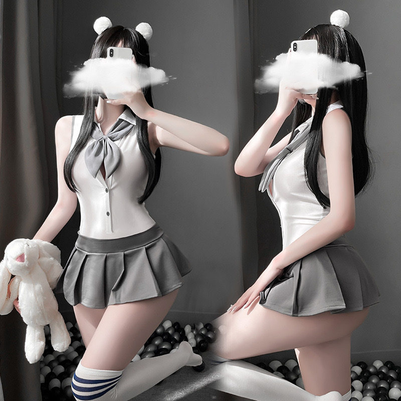 大码内衣性感制服睡衣小胸显大蝴蝶连体学生辣妹胖老婆睡衣睡裙