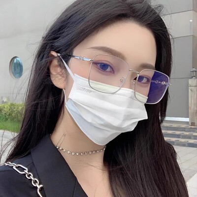 速发银色大框近视度数可配素丝超架金颜文艺眼睛镜轻大脸显脸小