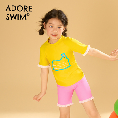 爱多尔女童独家撞色泳衣拍照好看