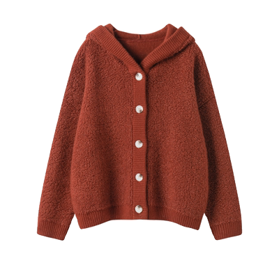 怎么看都好时髦！重磅加厚连帽羊绒开衫女纯羊绒毛衣宽松针织帽衫