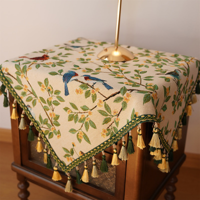 法式田园枝头鹦鹉小清新餐布茶巾棉微波炉打印机盖巾茶盘防尘盖布