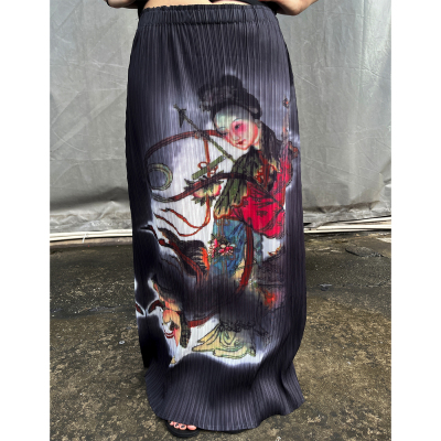 T Lonely1 长半裙压褶印花半裙