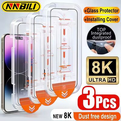 NNBILI 3pcs Full Coverage Tempered Glass Screen Protector fo
