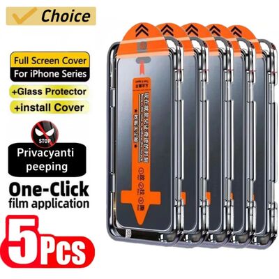 5 pcs 8K AntiSpy Tempered Glass Screen Protector For IPhone