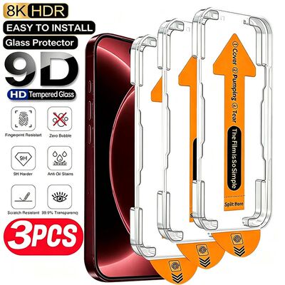 3PCS Ultra HD Tempered Glass Screen Protector For iPhone 17 18 Pro Max 15 16 Pro Max 17Pro Max 14 13
