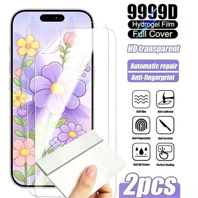 2Pcs Full Coverage Hydrogel Film for iPhone 17 16 15 14 Pro