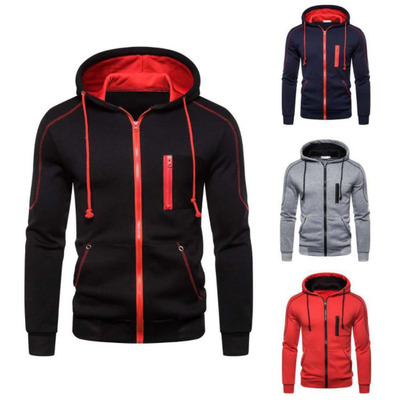 Fashion Sweatshirt Men's Hooded Long Sleeve Open Pocket Zip