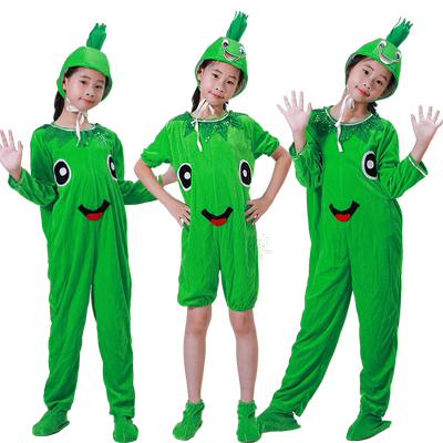 儿童舞台树叶纱裙绿色演出服