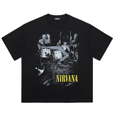 Nirvana涅槃乐队摇滚短袖T恤Grunge科特科本重磅高街透气印花圆领