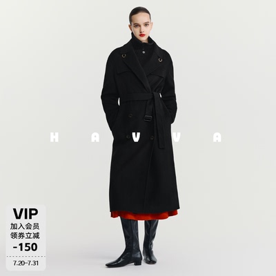 HAVVA中长款翻领毛呢大衣