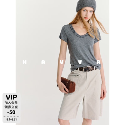 HAVVA女士微透正肩短袖T恤
