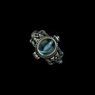 Vintage古着Ancient Blue Topaz Ring复古蓝色水晶戒指