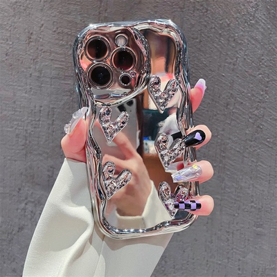 电镀银奶油纹爱心适用VIVO手机壳