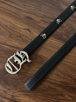 小心袖口 CH风格金属哥特文骷髅腰带暗黑朋克摇滚小众金属皮带