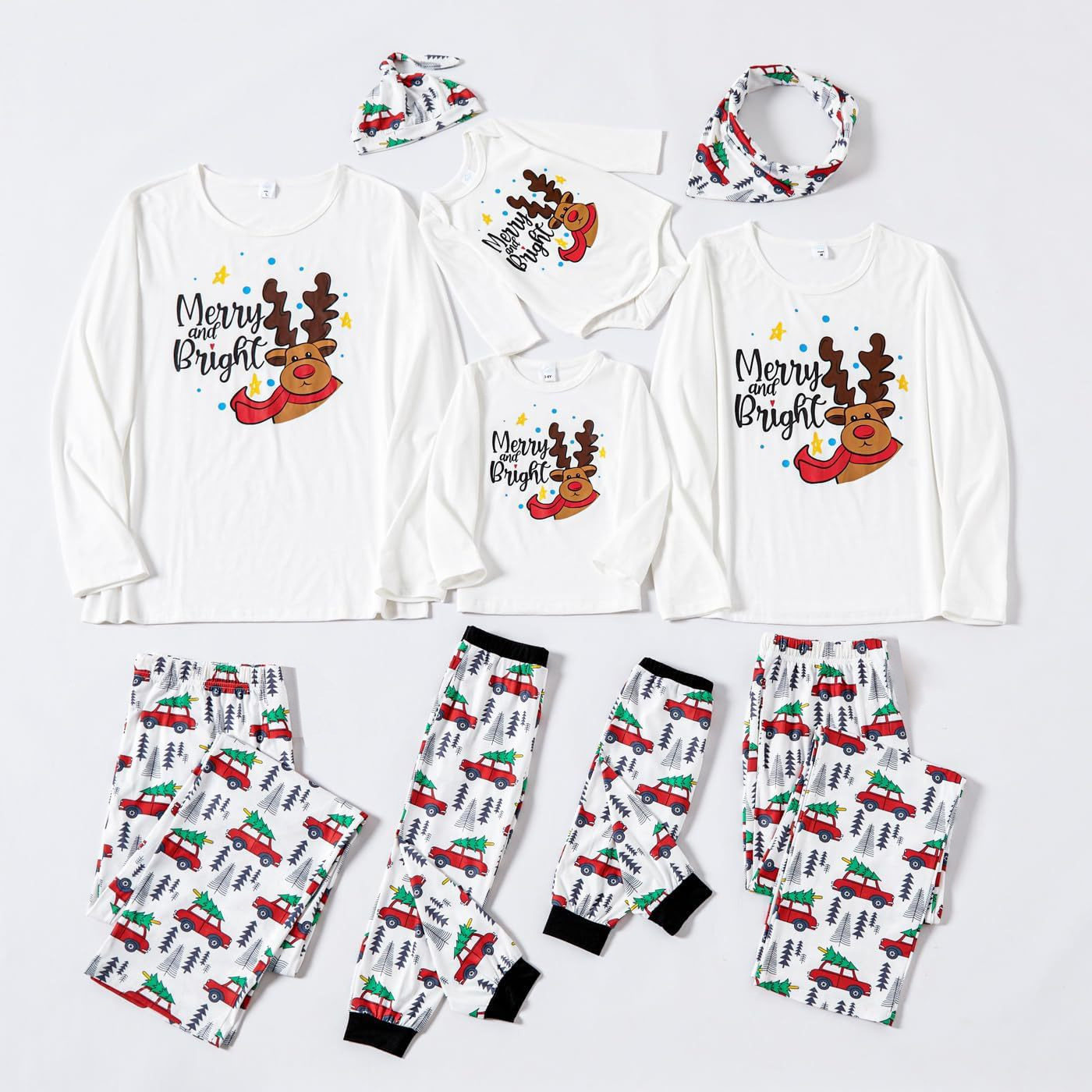 圣诞节卡通可爱麋鹿亲子装套装Christmas family长袖睡衣家居服