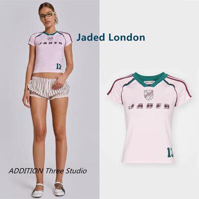 正品 Jaded London 夏款复古足球风修身短款插肩短袖T恤短裤套装