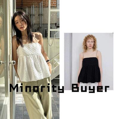 现货 买手店 LEROBE 美娜家小众通勤纯色刺绣可爱抹胸吊带上衣