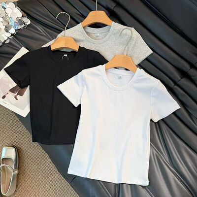 女装圆领短T恤短袖迷你T修身百搭辣妹显瘦打底上衣R474410/483455