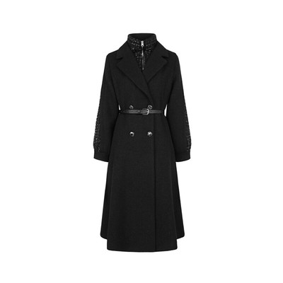 sdeer圣迪奥 女装立领 拼接收腰大衣式羽绒服S234Z2457