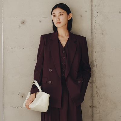 Dekashell/迪卡轩2026春季双排扣西装外套女职场通勤C110715