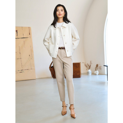 JZ玖姿女装毛呢外套静奢气质双面呢大衣女冬