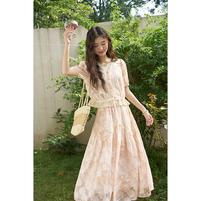 谜秀高级感法式设计感绣花衬衫夏季MXD23X1428