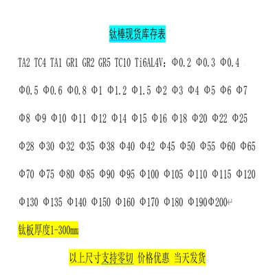 江苏钛棒TC4钛合金棒TA1光棒纯钛棒TA2磨光圆棒直径1-300毫米切割