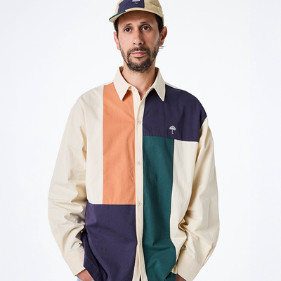 【法国】HELAS 25FA BLOCCHI LS SHIRT米色多边形拼接长袖衬衫