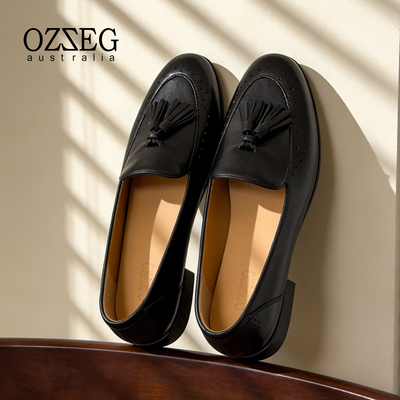 OZZEG豆豆鞋配裙子高级百搭皮鞋